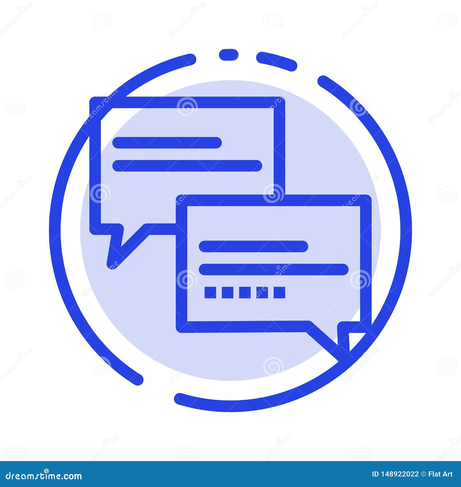 Chat, Comment, Message, Education Blue Dotted Line Line Icon Stock ...