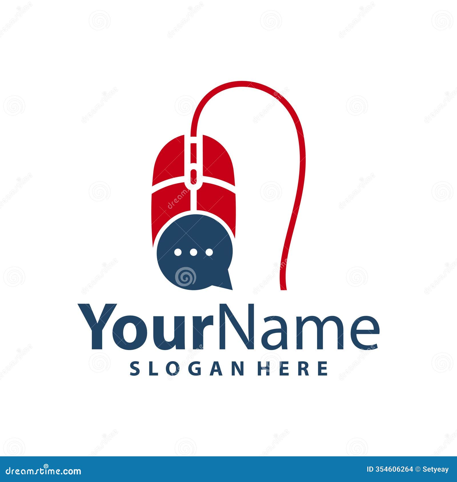 Chat Computer Mouse Logo Design Vector Illustration. Mouse Logo Concept ...