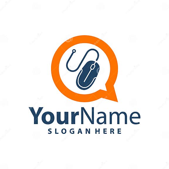 Chat Computer Mouse Logo Design Vector Illustration. Mouse Logo Concept ...