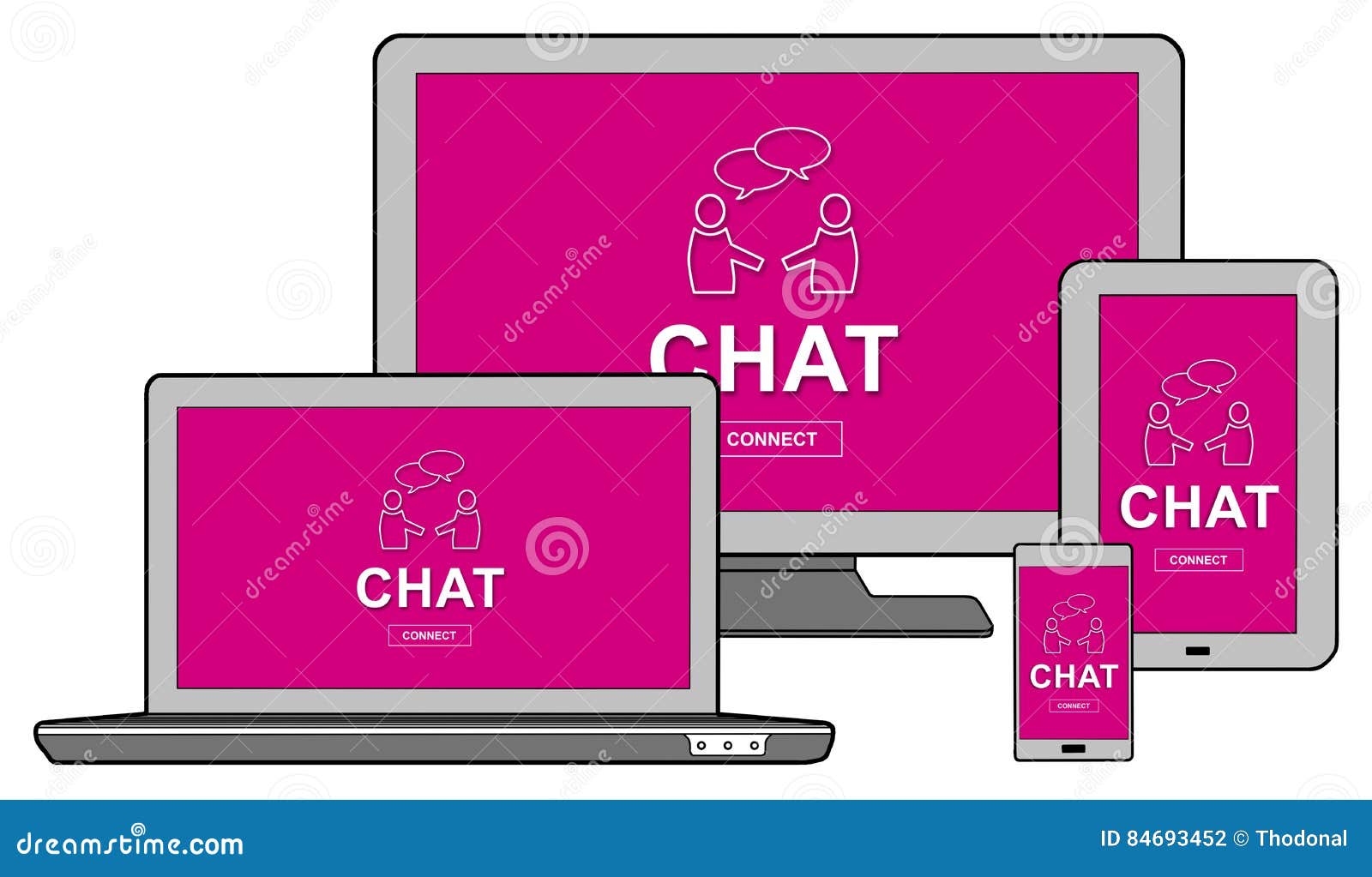 Chat Concept on Different Devices Stock Illustration - Illustration of ...