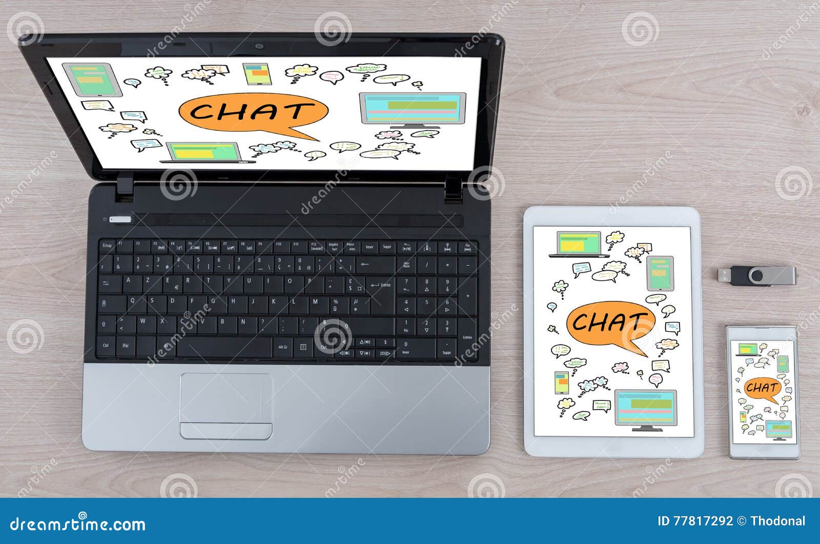 Chat Concept on Different Information Technology Devices Stock Photo ...
