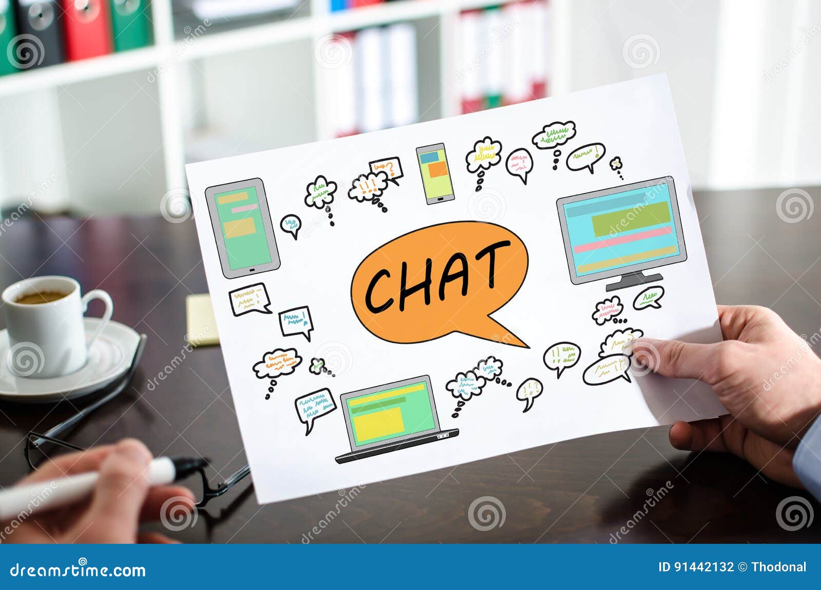 Chat concept on a paper stock photo. Image of chatting - 91442132