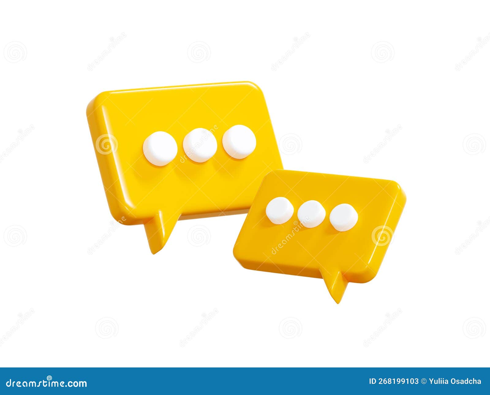 Chat 3d Render - Two Yellow Speech Bubbles with Text Symbol. Stock ...