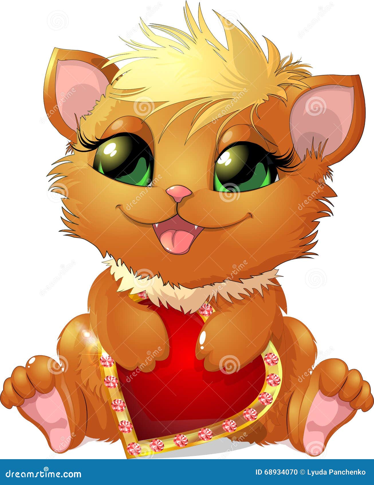 Chat et coeur illustration de vecteur. Illustration du chat - 68934070