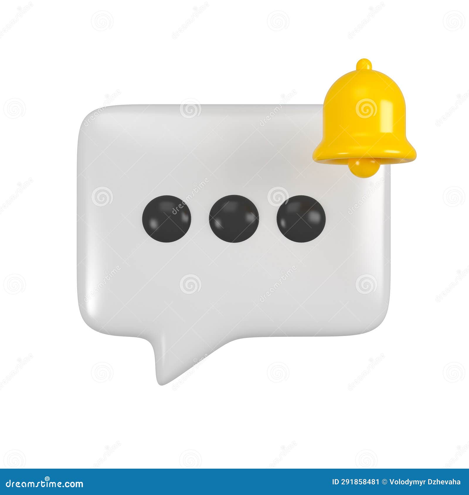 Chat with Golden Notification Bell. Concept of Communication Type Talk ...