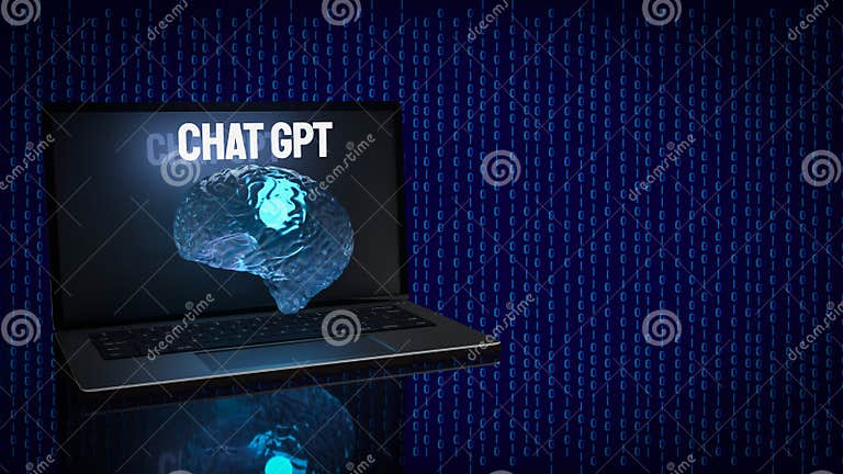 The Chat Gpt Text and Brain for Technology Concept 3d Rendering Stock ...