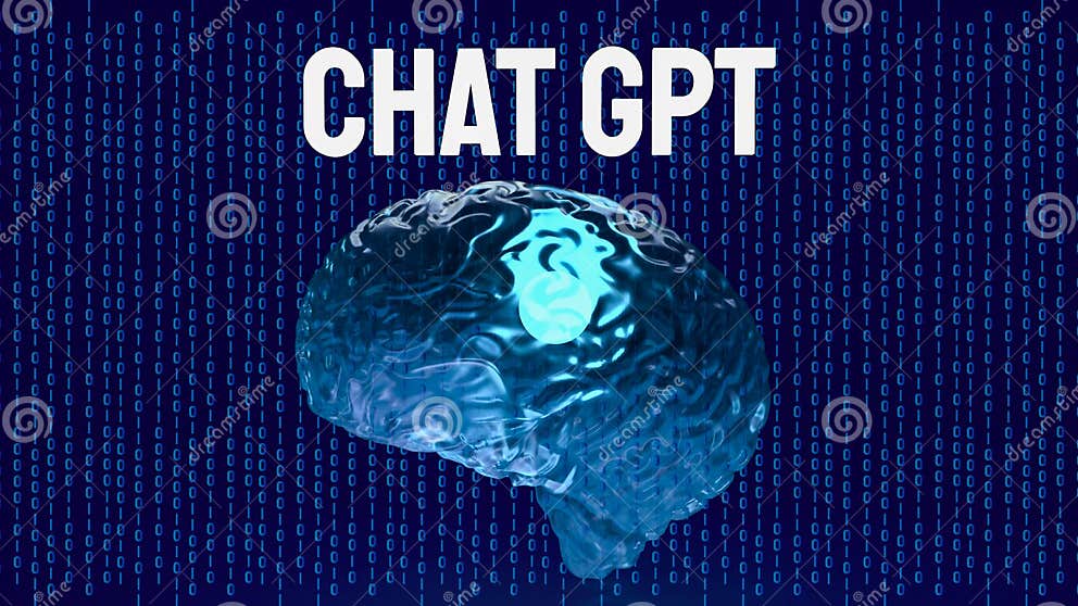 The Chat Gpt Text and Brain for Technology Concept 3d Rendering Stock ...