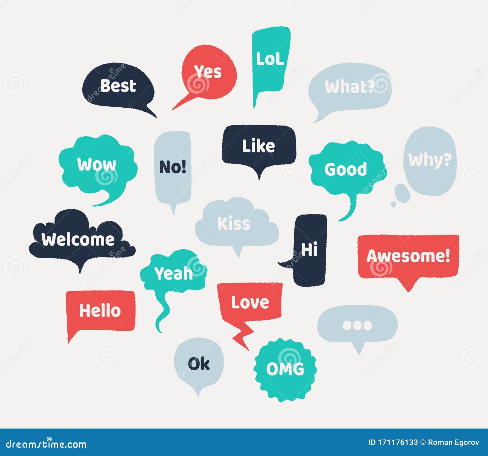 Chat Hand Drawn Speech Bubbles. Thinking Balloon with Rough Edges and ...