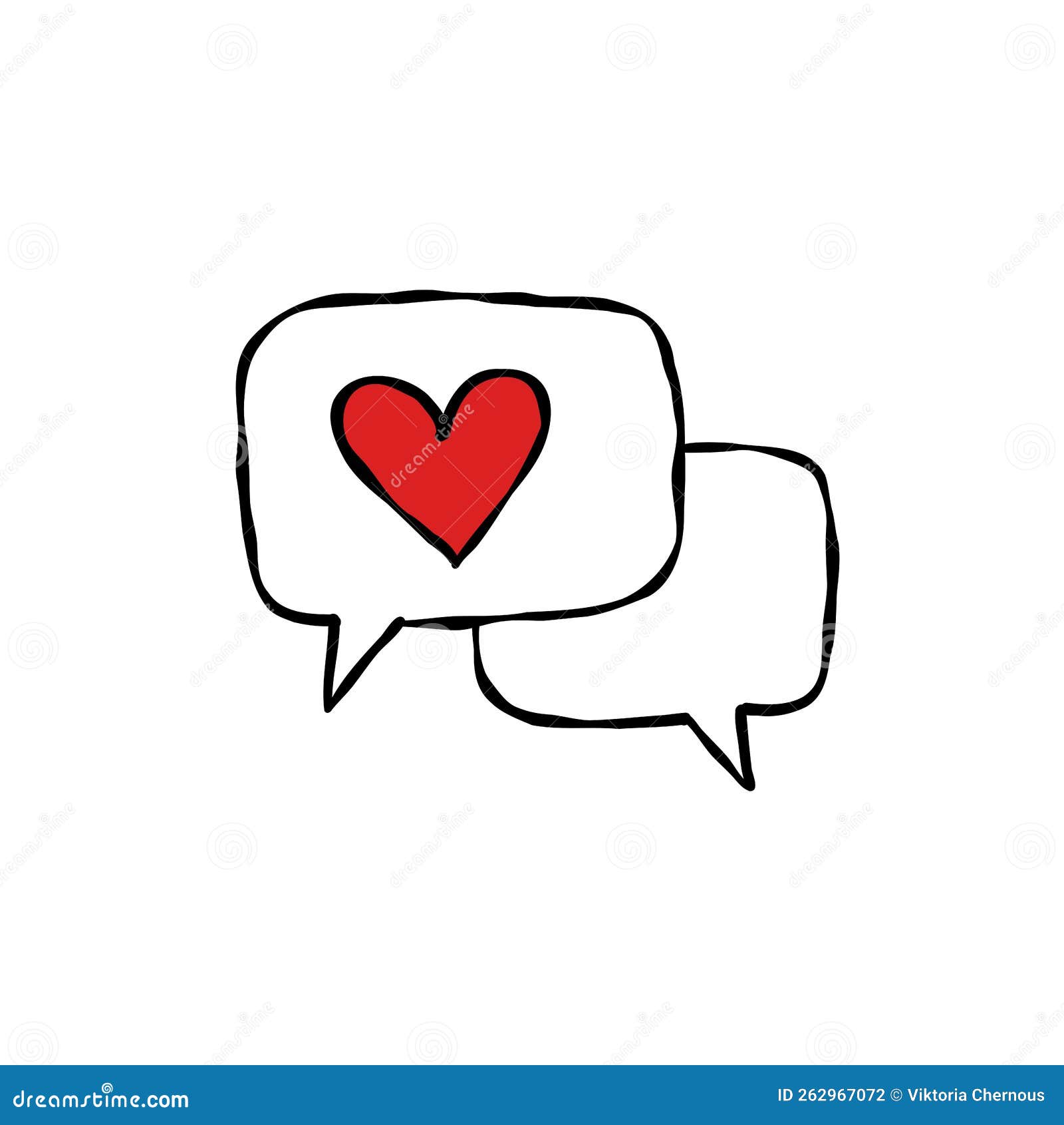 Chat with Heart Icon Doodle Icon, Vector Color Line Illustration Stock ...