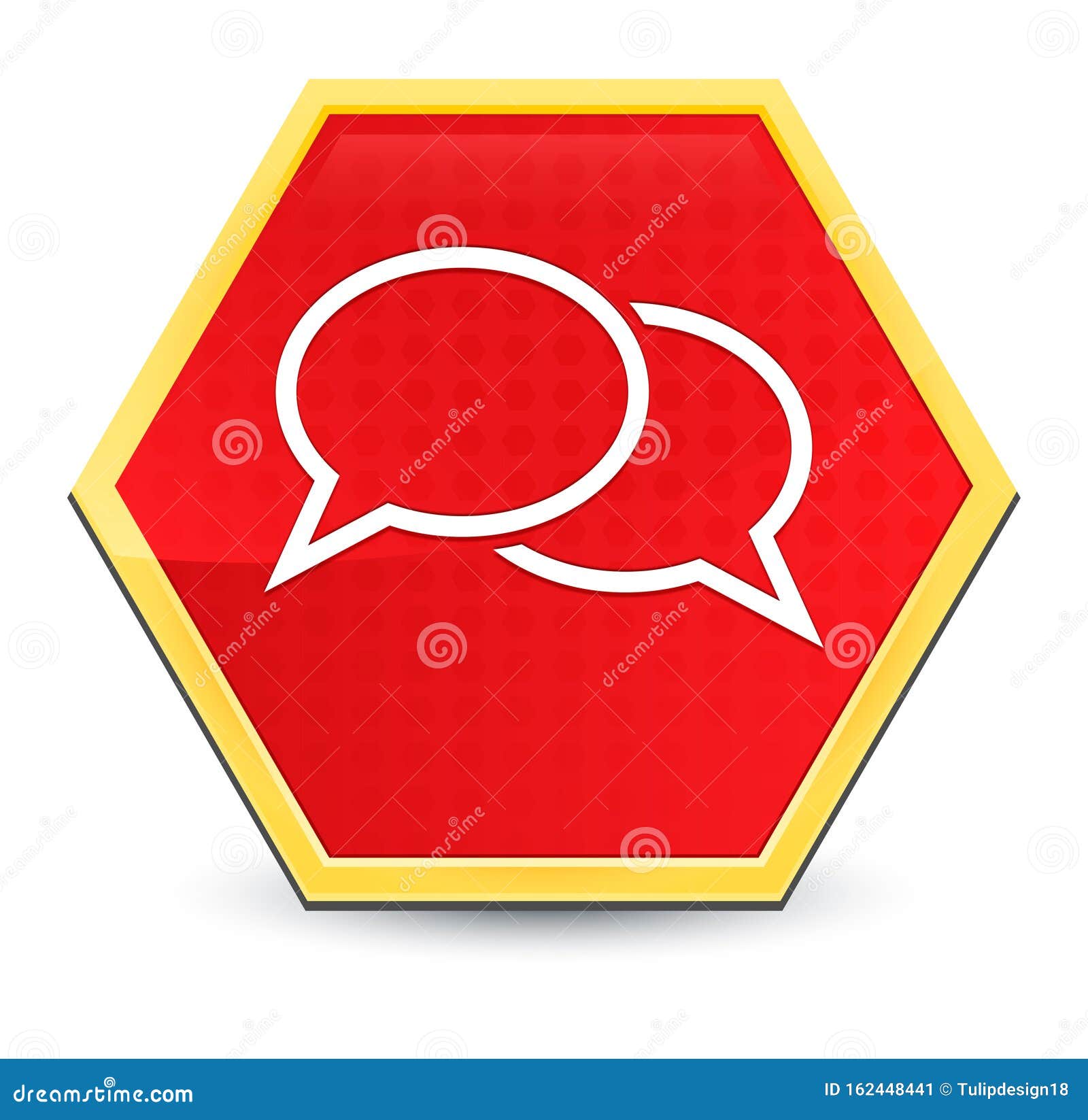 Chat Icon Abstract Red Hexagon Button Bright Yellow Frame Elegant ...