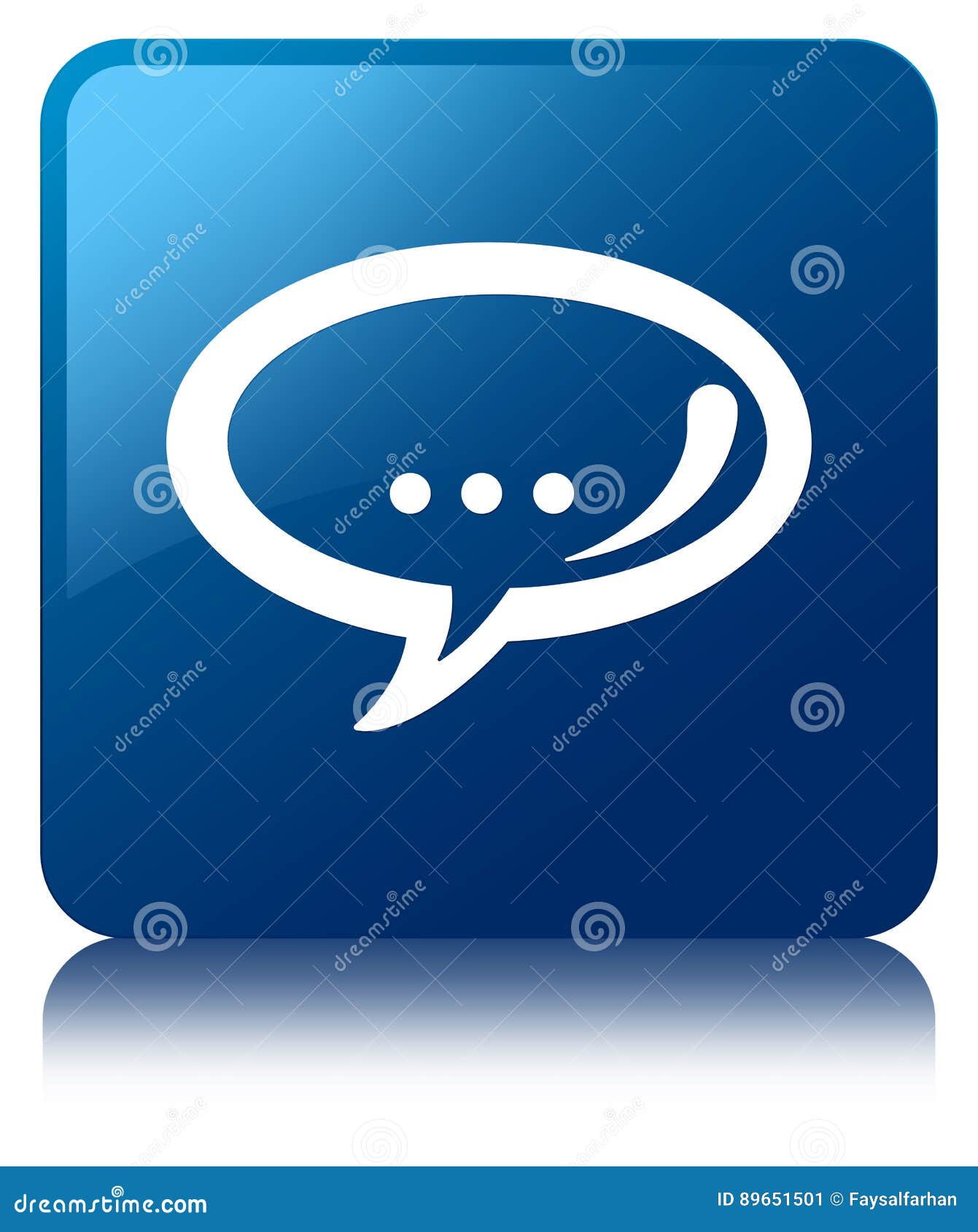 Chat Icon Blue Square Button Stock Illustration - Illustration of ...