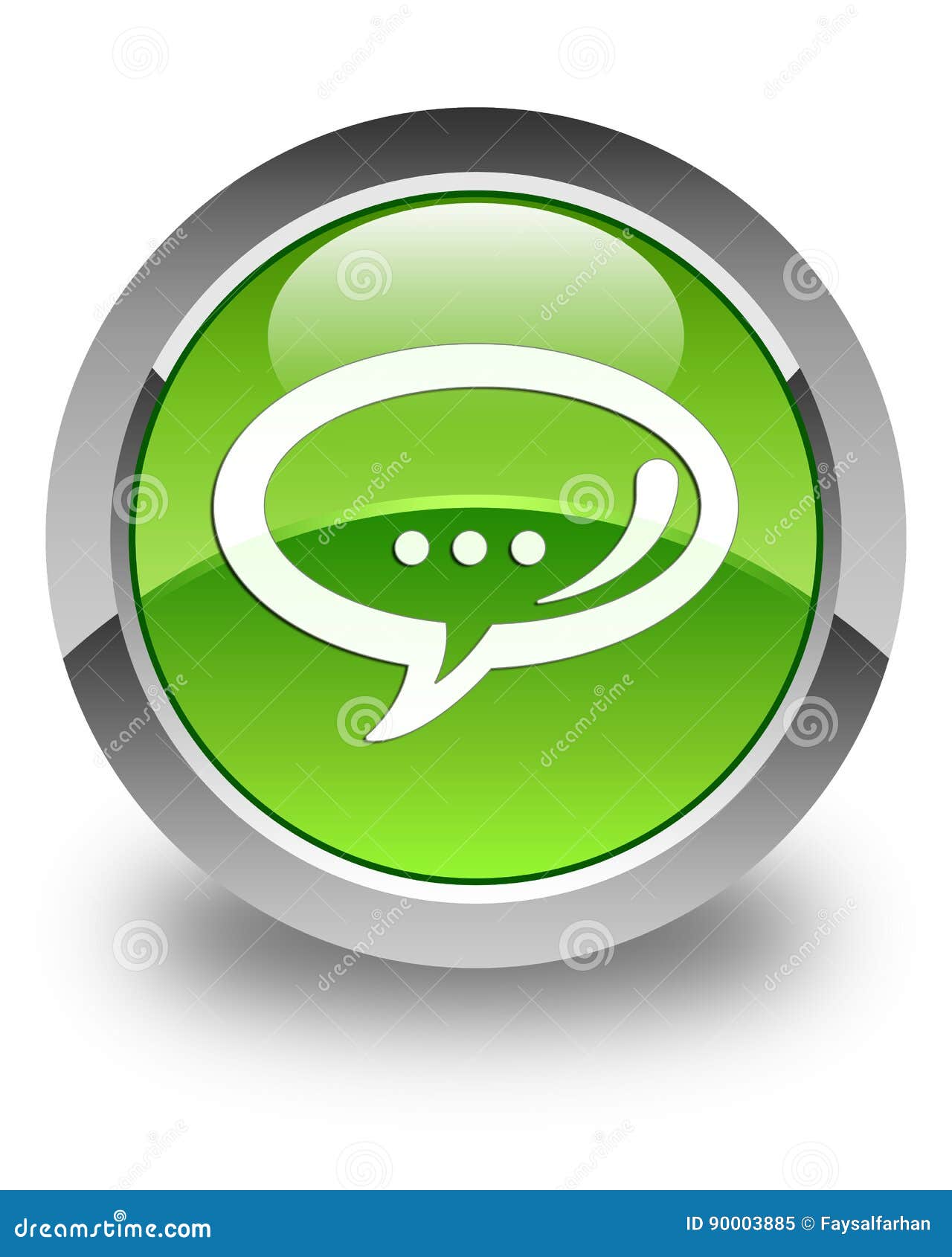 Chat Icon Glossy Green Round Button Stock Illustration - Illustration ...