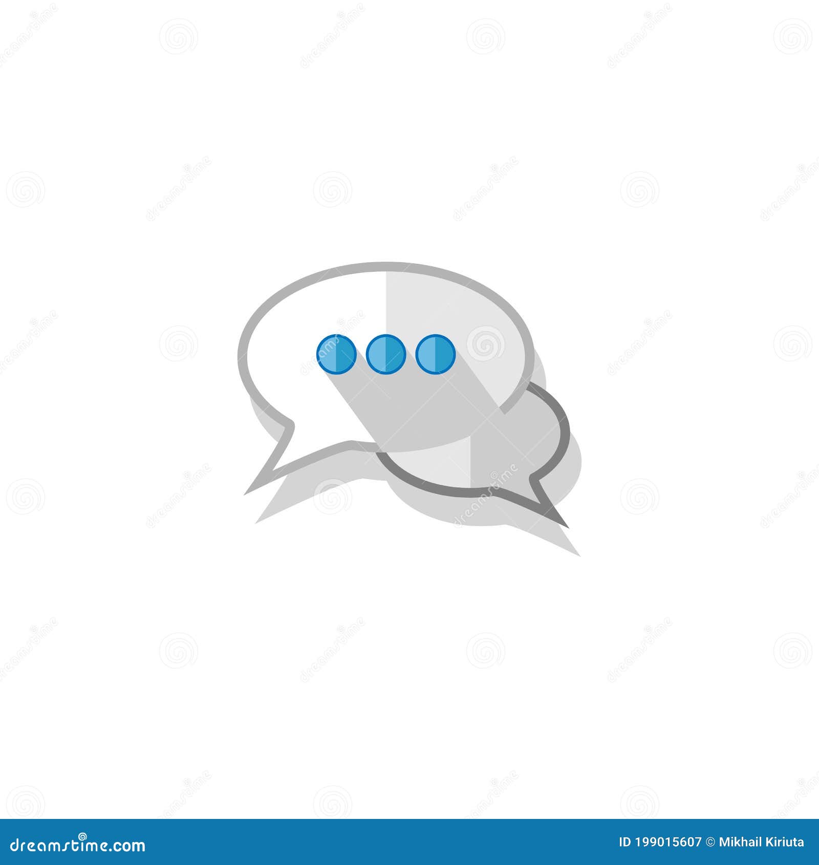 Chat Icon Gray with Blue with Shadow. Vector EPS10 Stock Illustration ...