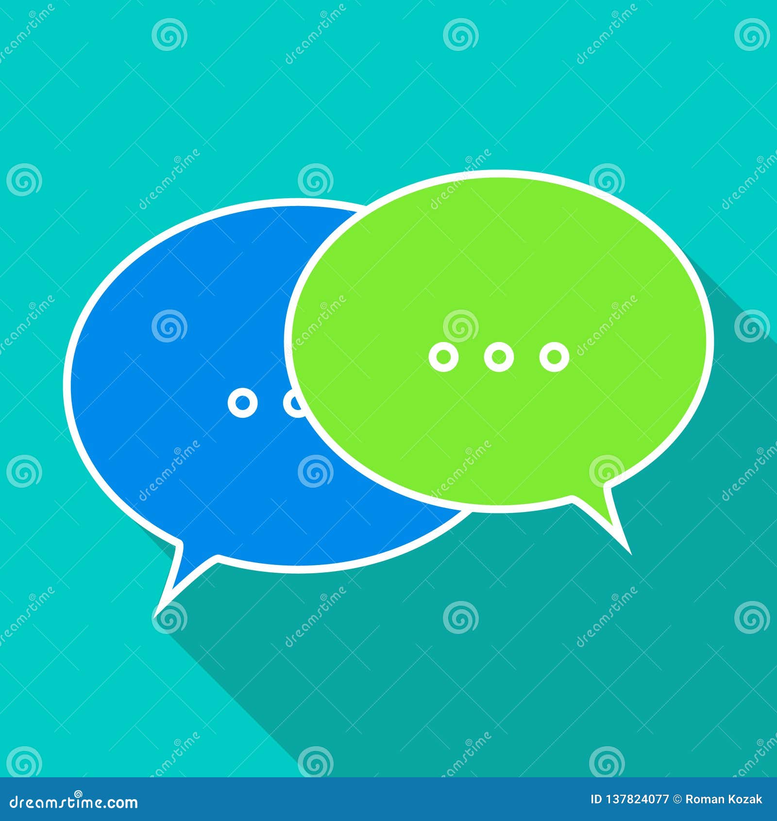Chat Icon with Long Shadow, Flat Design. Chat Speech Balloons or ...