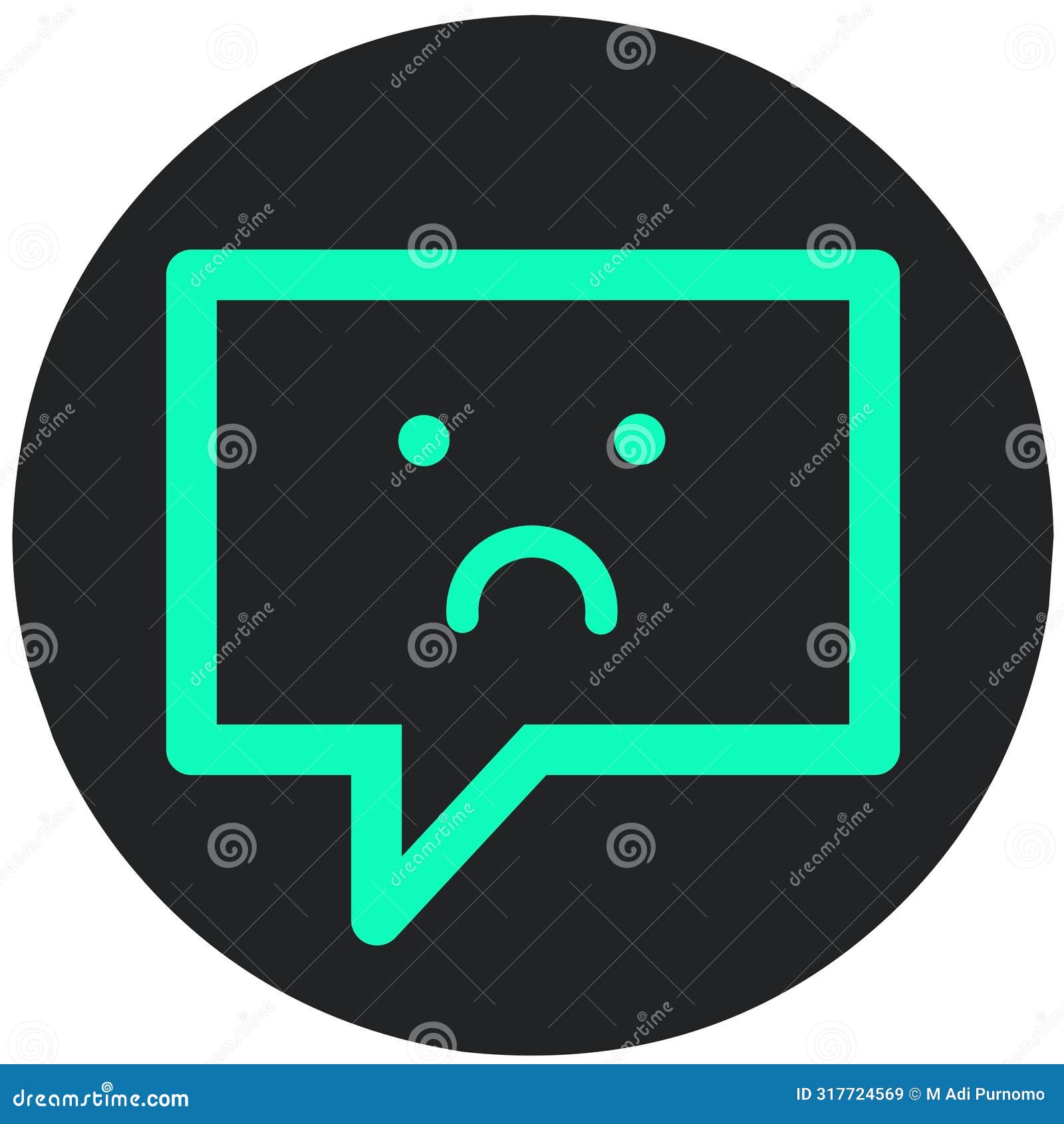 Chat Icon with Sad Expression, Disappointed Emoticon. Stock Vector ...