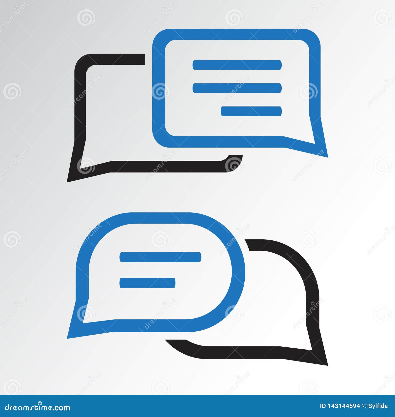 Chat Icon. Set Dialog Clouds. Black and Blue Colors. Vector ...