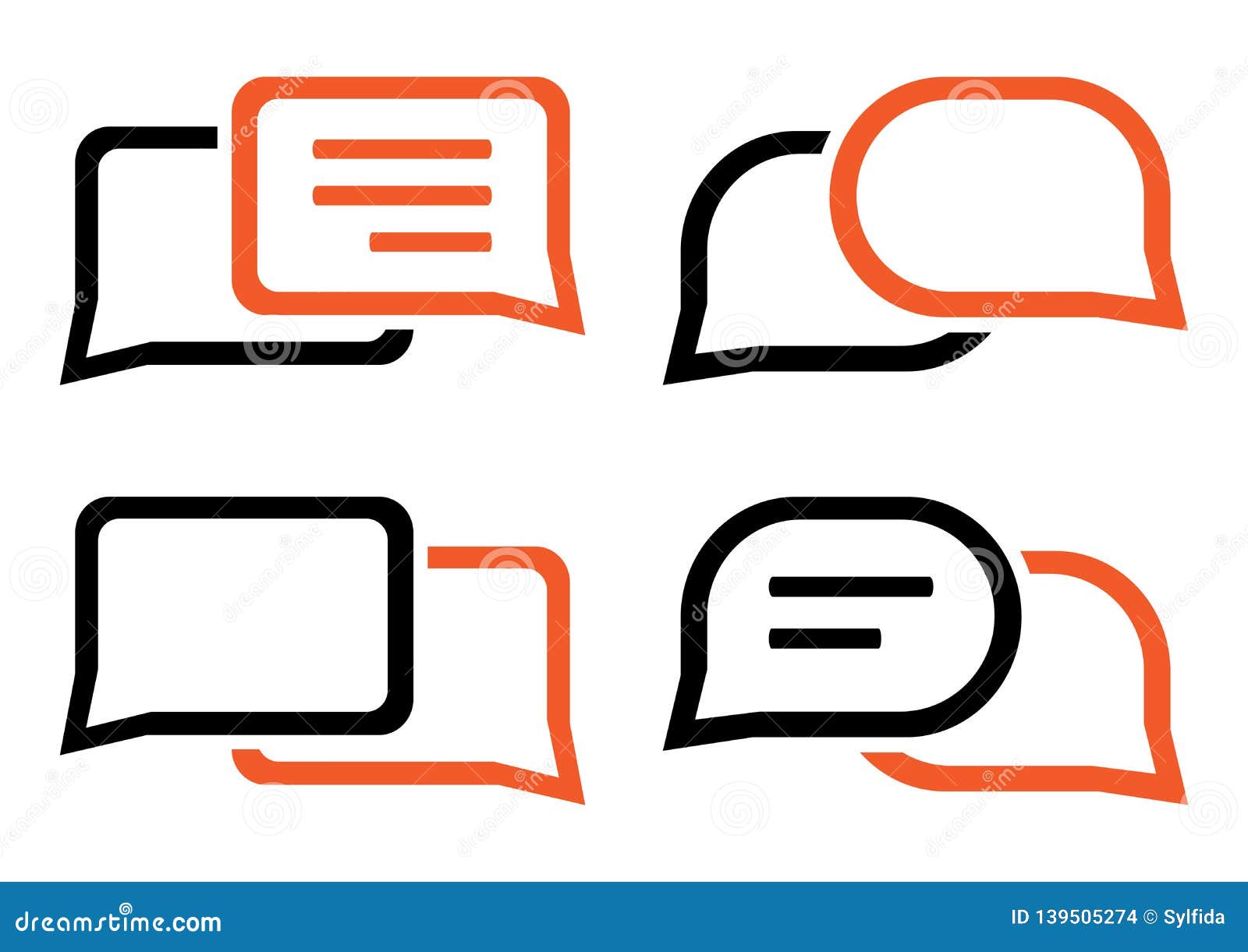 Chat Icon. Set Dialog Clouds. Black and Orange Colors. Vector ...