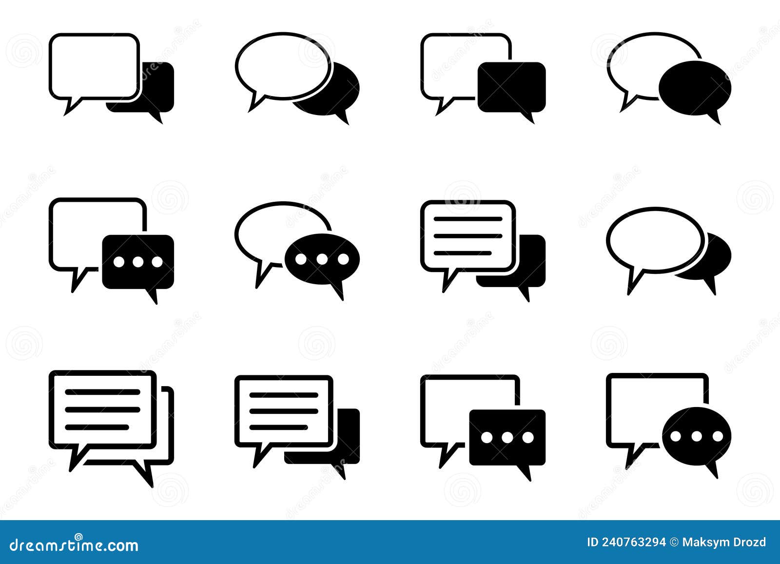 Chat Icons Vector Isolated Element. Set of Talk Bubble Speech Signs ... Chat Icons Vector Isolated Element. Set of Talk Bubble Speech Signs ...