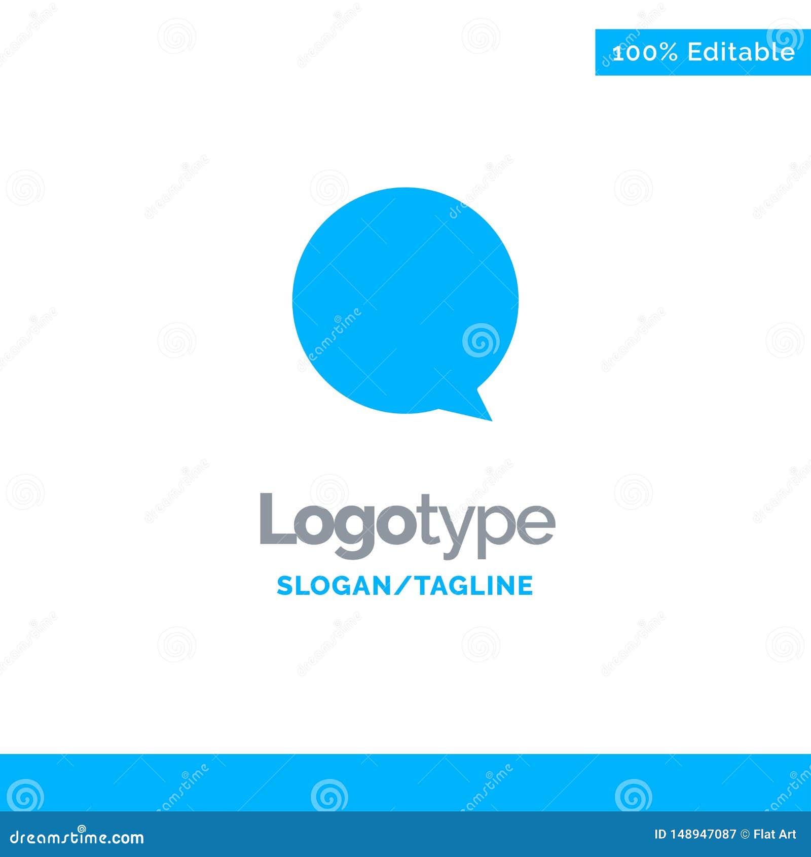 Chat, Instagram, Interface Blue Solid Logo Template. Place for Tagline ...
