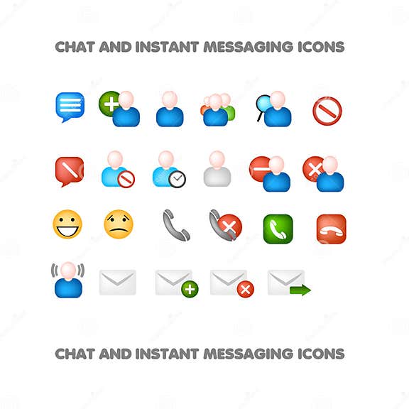 Chat and Instant Messaging Icons Stock Vector - Illustration of calling ...