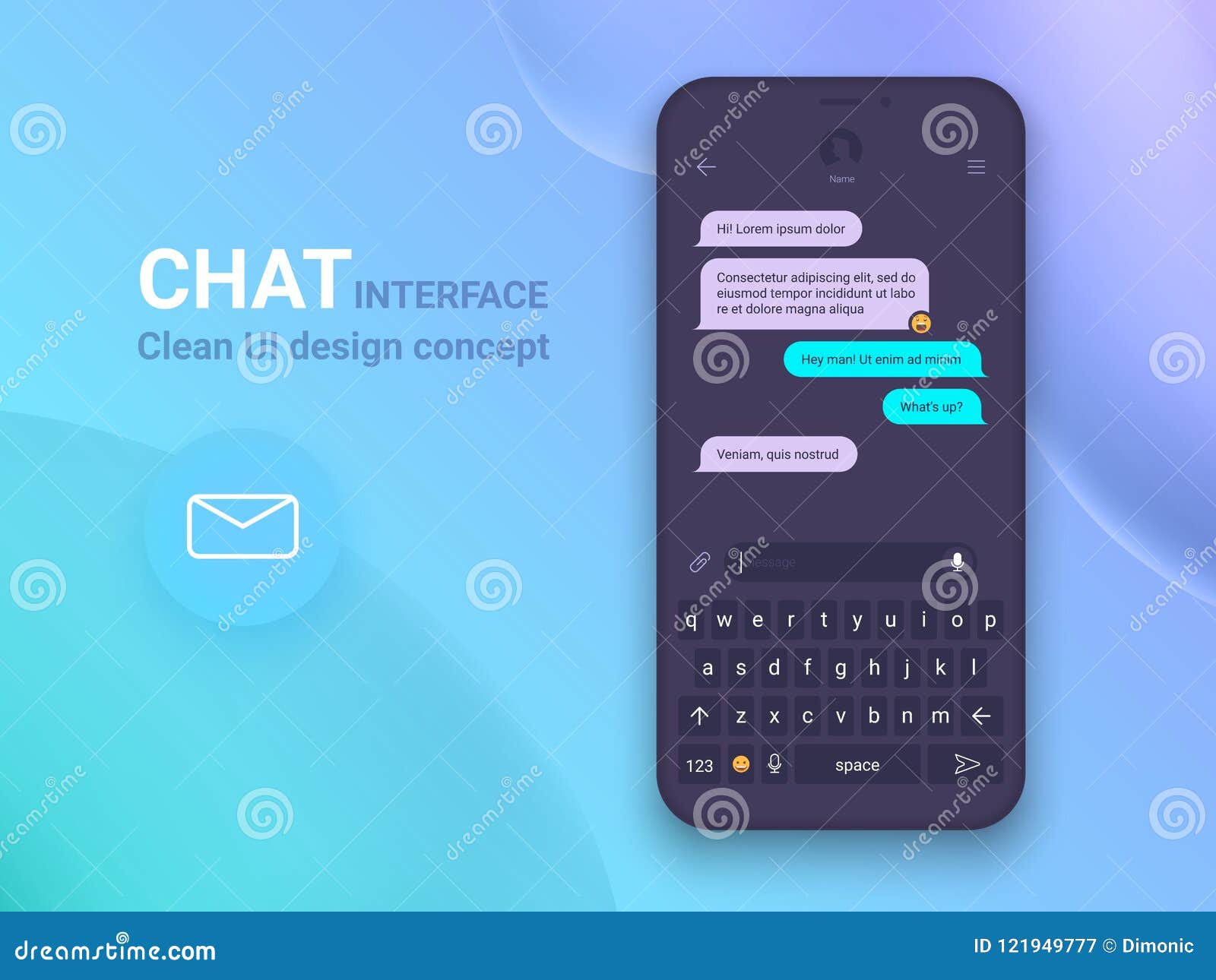 Chat Interface Application with Dialogue Window. Clean Mobile UI Design ...