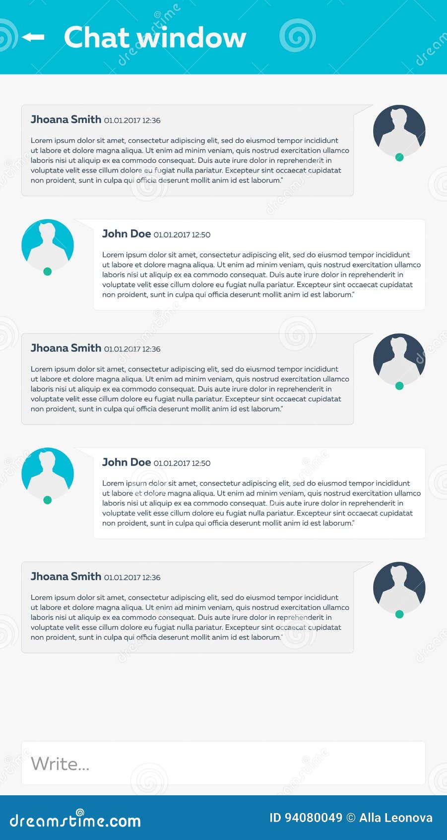 Chat Interface. Sms Messenger. UI, UX, Material Design. Vector ...