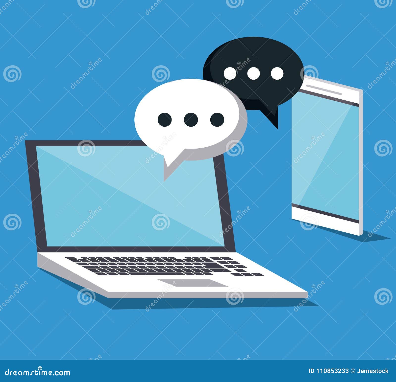 Chat in laptop stock vector. Illustration of computer - 110853233