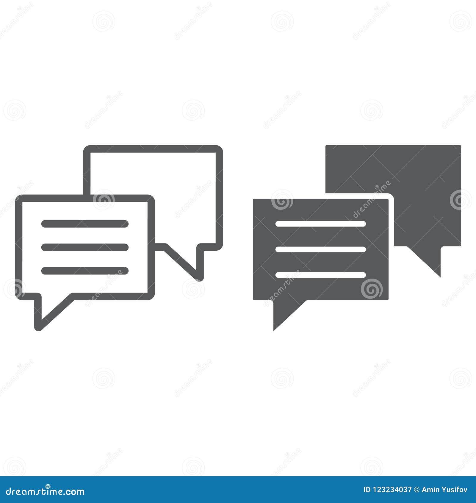 Chat Line and Glyph Icon, Dialog and Talk Stock Vector - Illustration ...