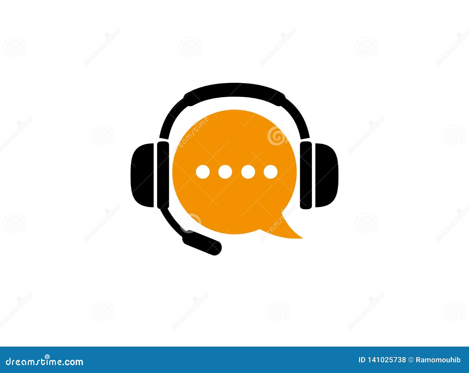Chat Symbol and Headphone with Microphone for Customer Services Help ...