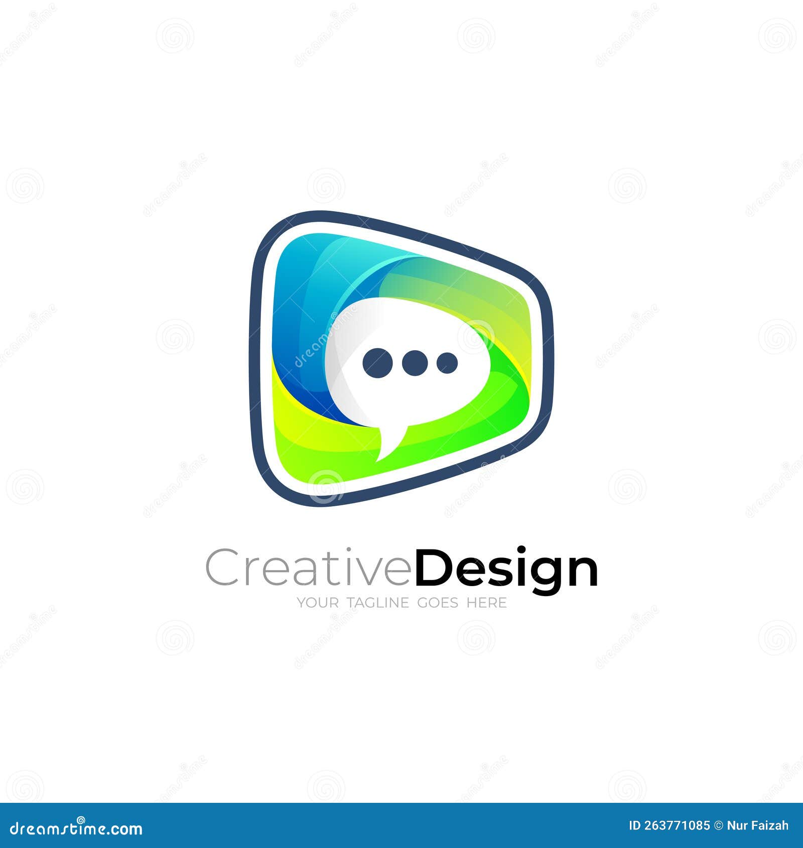 Chat Logo Design Communication, 3d Style Logos Stock Vector ...