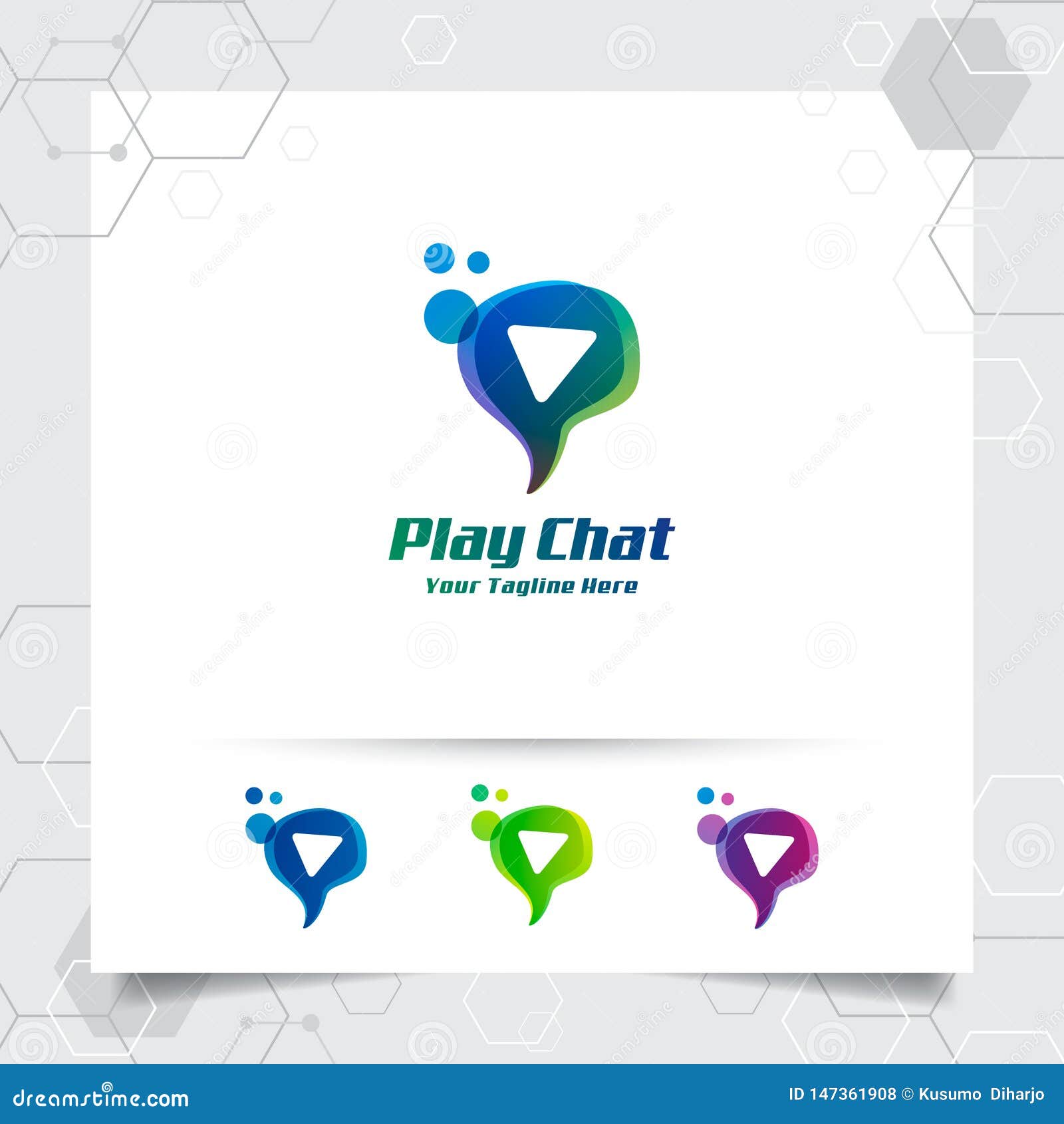 Chat Logo Design Vector Concept of Speech Bubble and Play Button ...