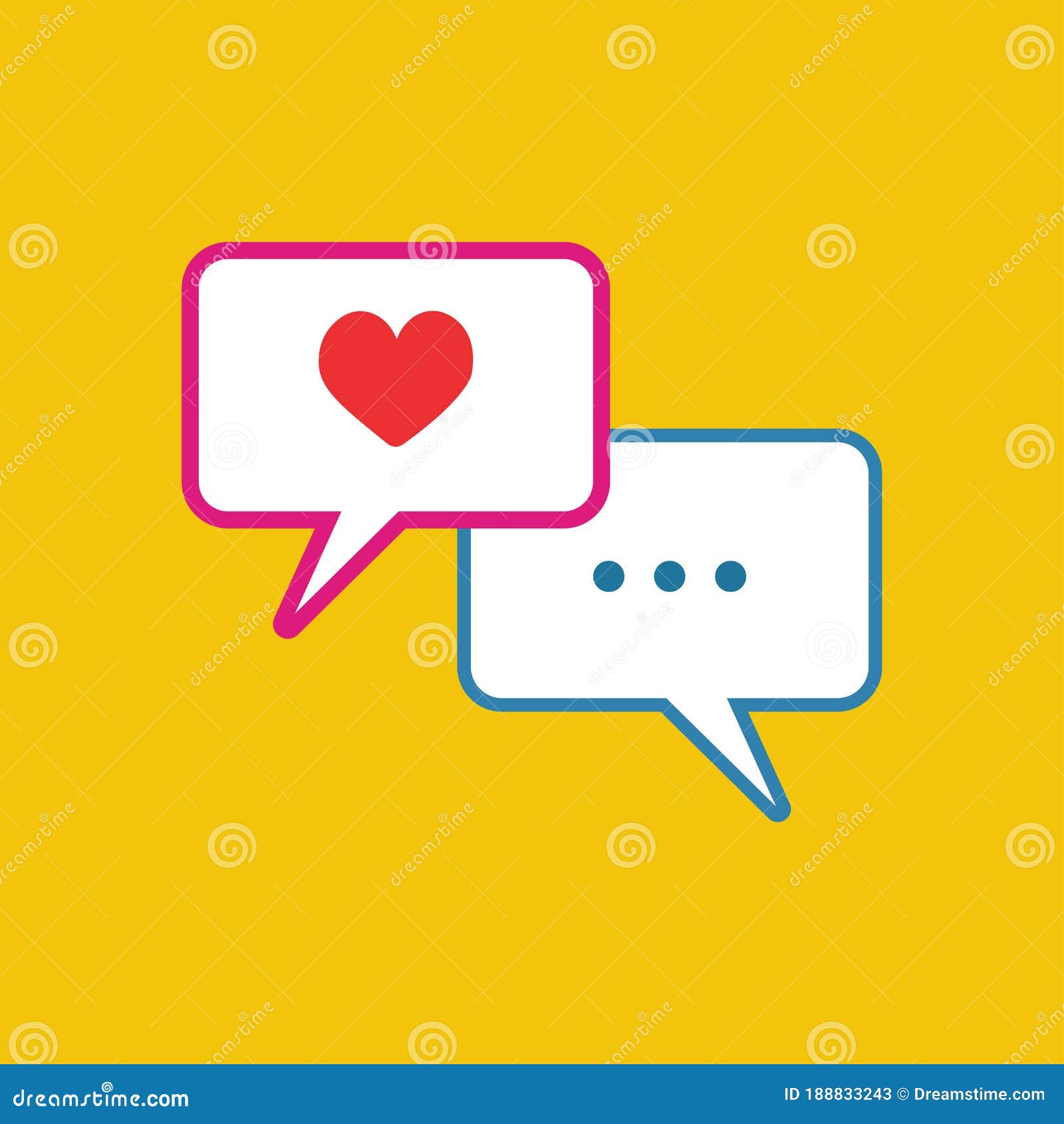 Chat for Love Concept, Love Chat, Communications, Flat Design, Vector ...
