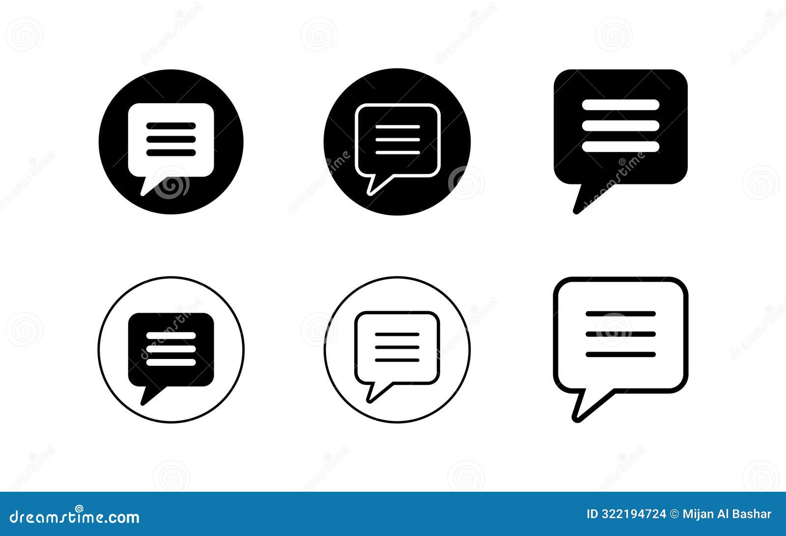 Chat or Message Icon Vector Illustration Stock Vector - Illustration of ...