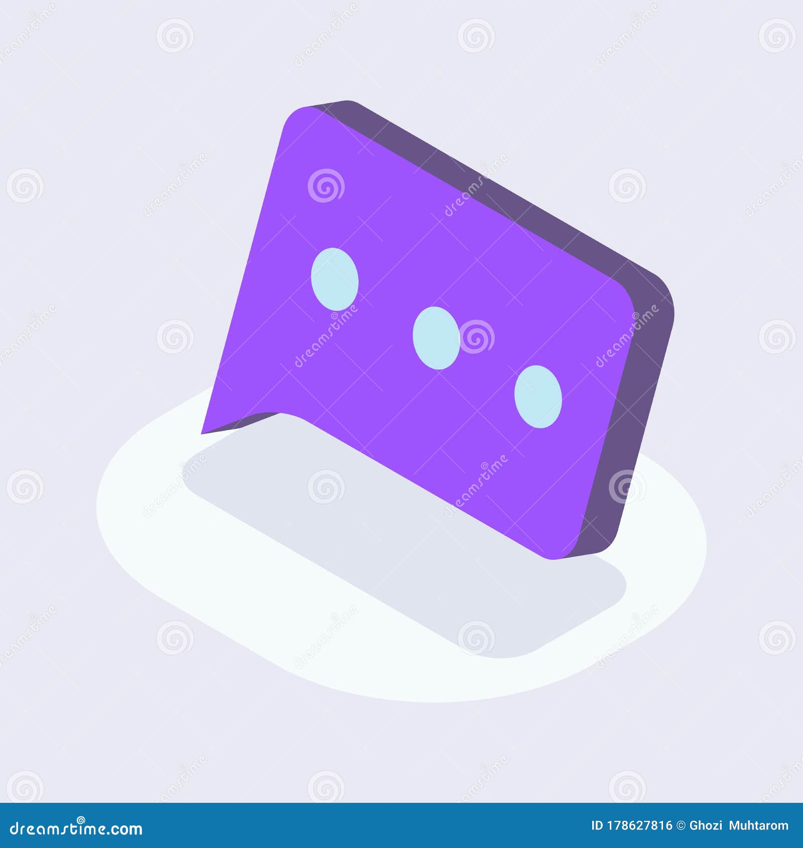 Chat Message Rectangle Isometric Icon with Modern Flat Style Color ...