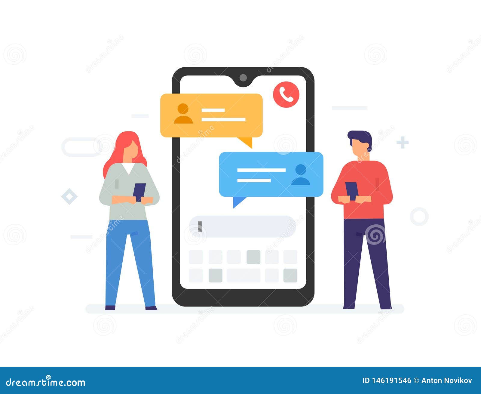 Chat Messages Notification on Smartphone Vector Illustration, Flat ... Chat Messages Notification on Smartphone Vector Illustration, Flat ...