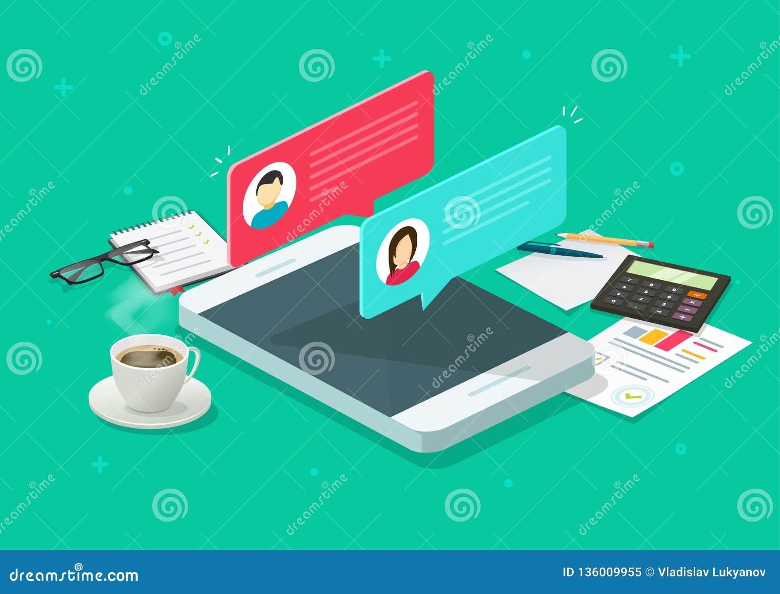 Chat Messages Notification on Smartphone Vector Research, Flat ...