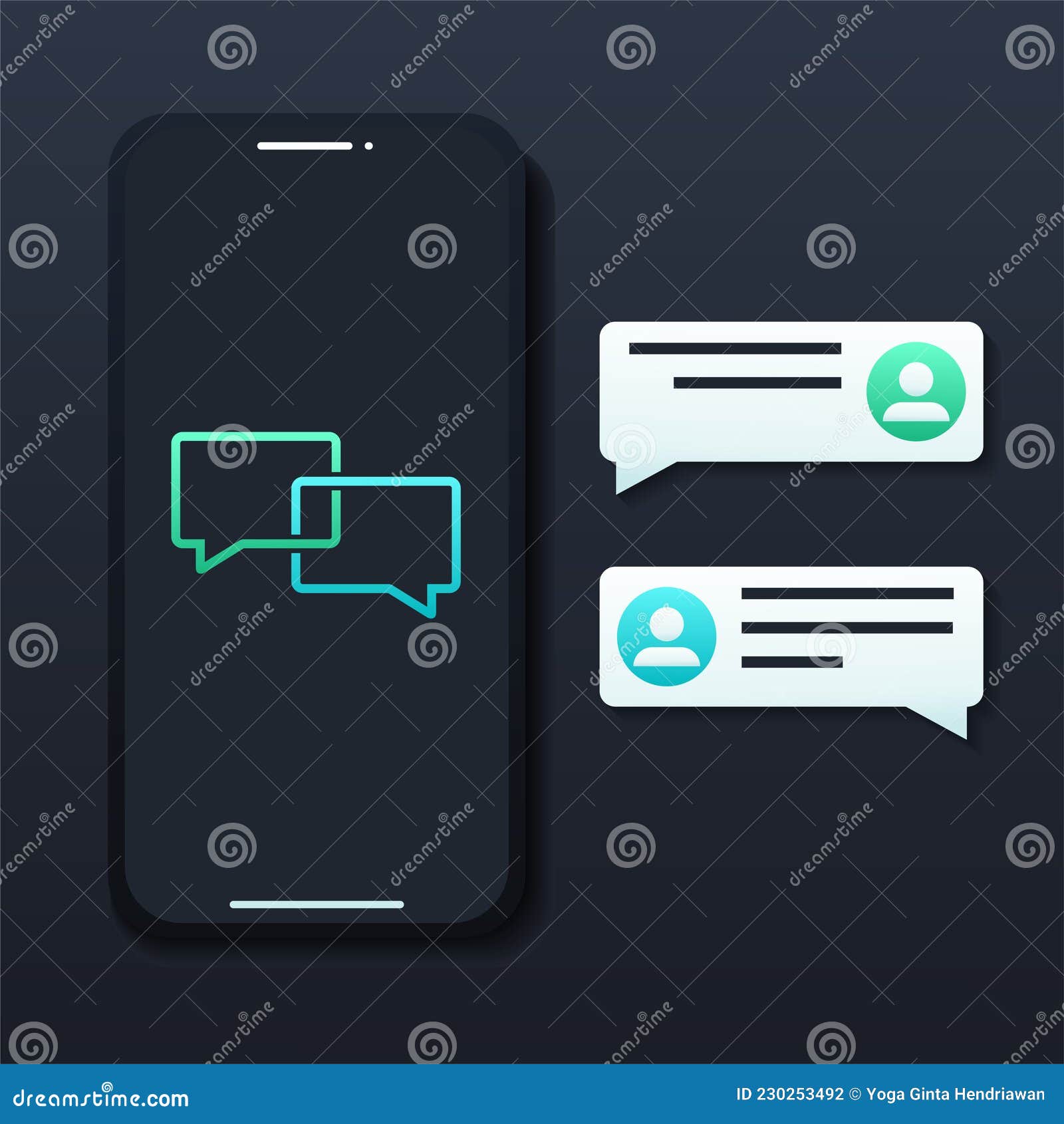 Chat Messages Notification with Text Preview on Smartphone. Messages ...