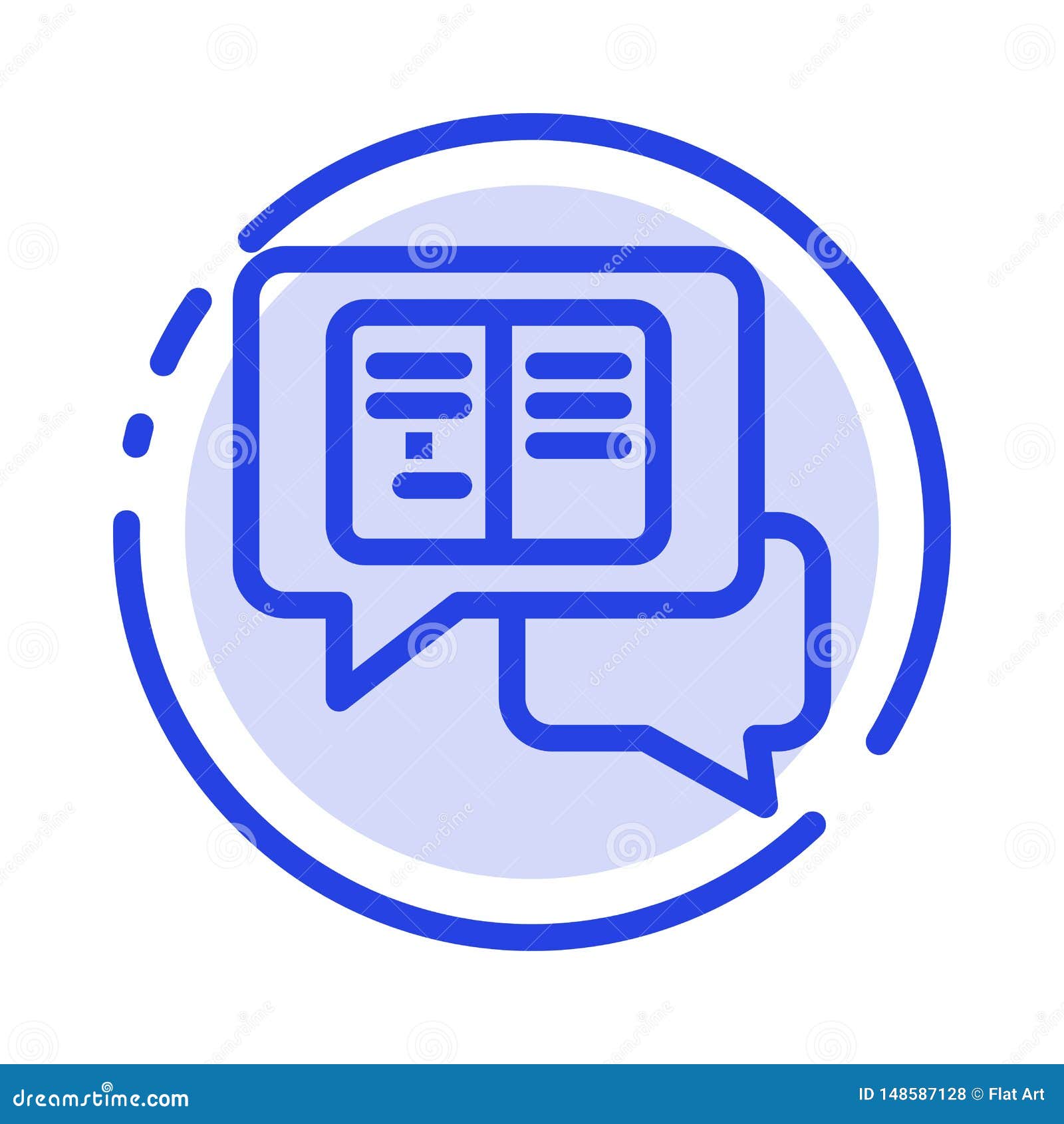 Chat, Messages, Popup, Sms Blue Dotted Line Line Icon Stock Vector ...