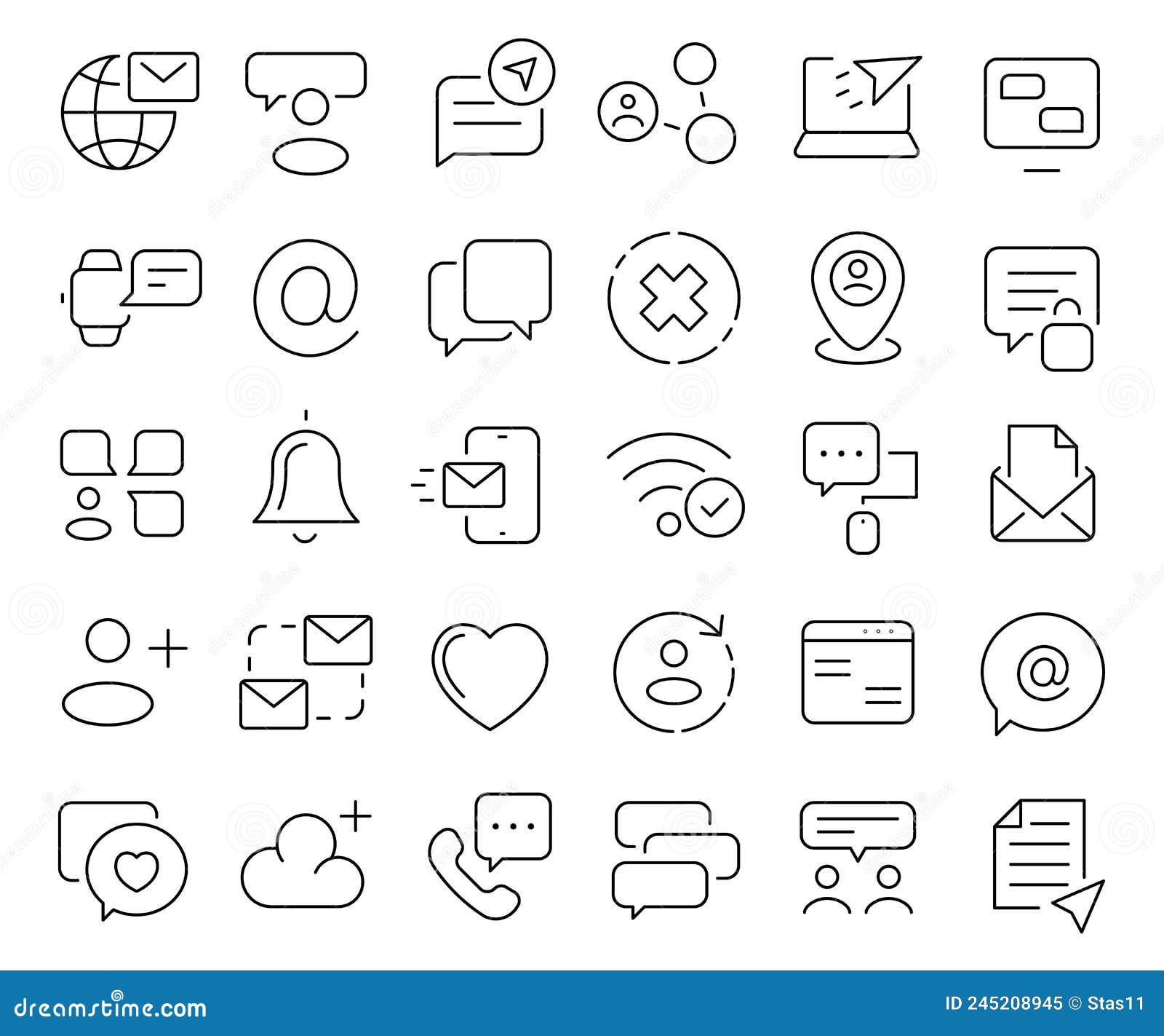 Chat and Messenger Line Icons Collection. Thin Outline Icons Pack Stock ...