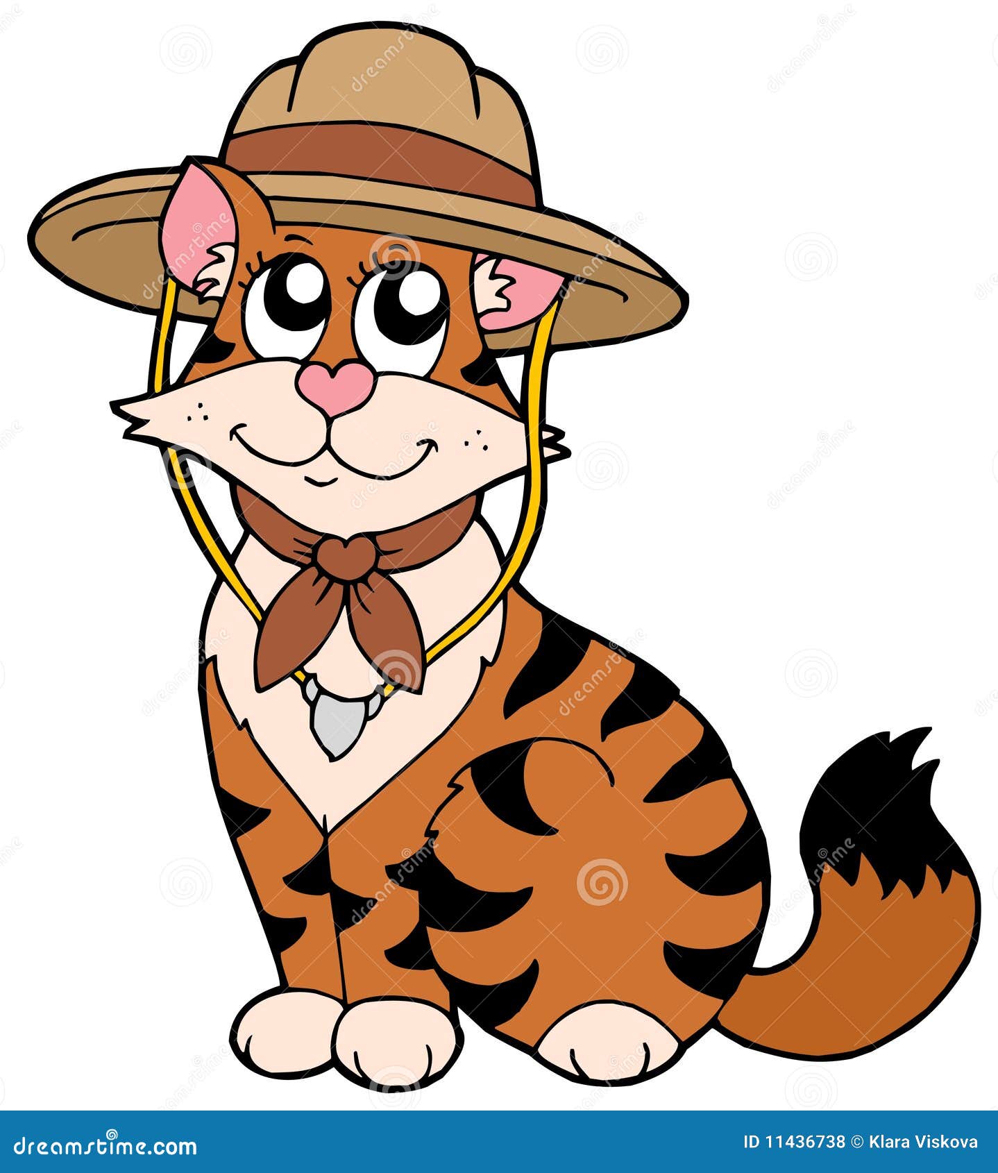 Chat Mignon Dans Le Chapeau De Scout Illustration de Vecteur ...