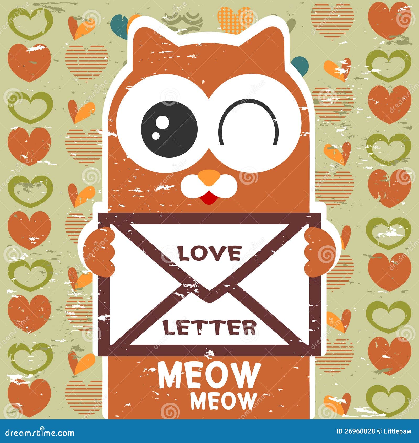 Chat Mignon Retenant Une Lettre D'amour Illustration de Vecteur ...