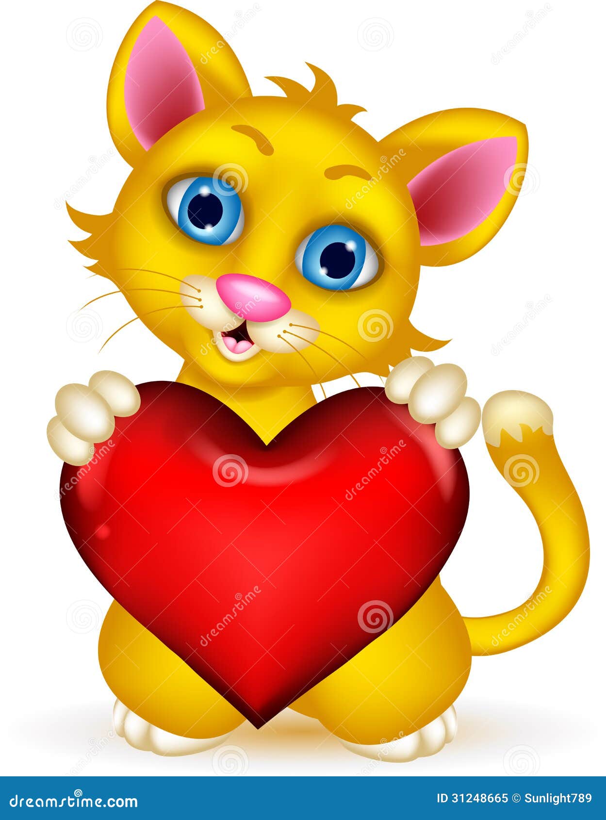 Chat Mignon Tenant L'amour De Coeur Illustration Stock - Illustration ...