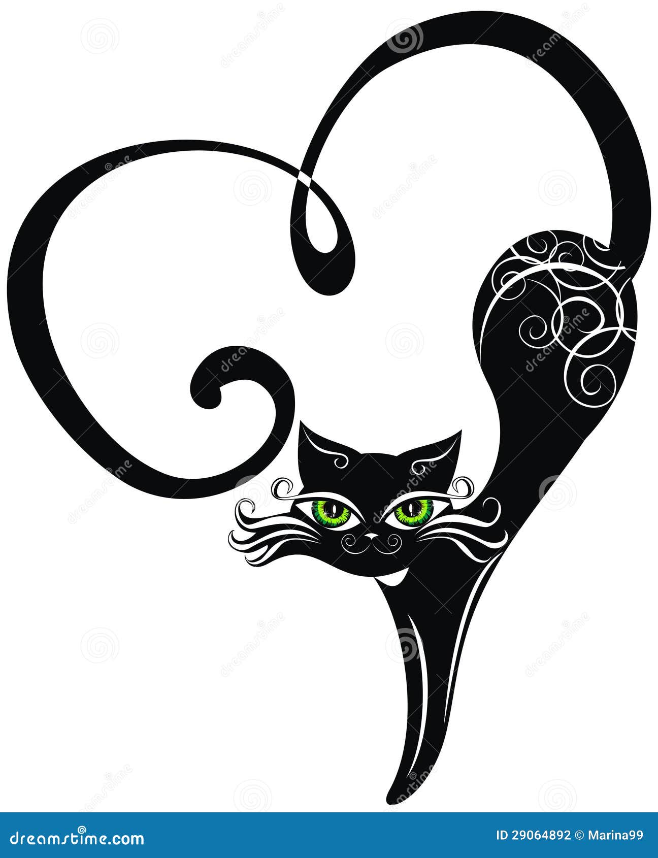 Chat noir avec des coeurs illustration de vecteur. Illustration du ...