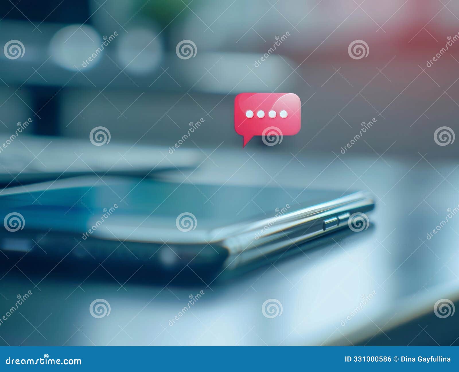 Chat Notification Popup on a Screen, Signaling a New Message Received ...