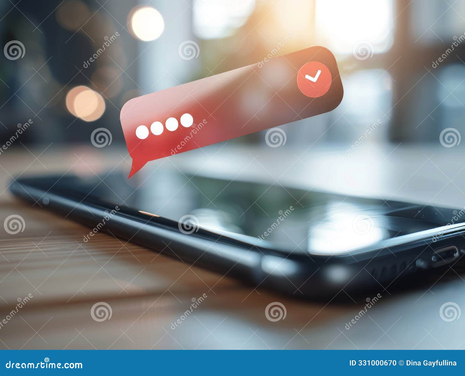 Chat Notification Popup on a Screen, Signaling a New Message Received ...