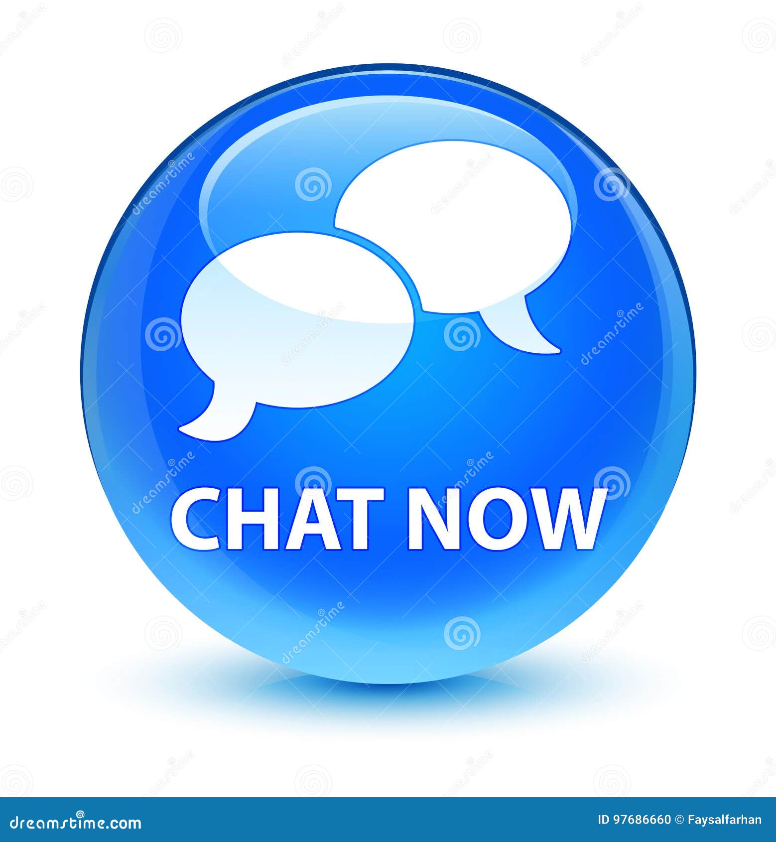 Chat Now Glassy Cyan Blue Round Button Stock Illustration ...