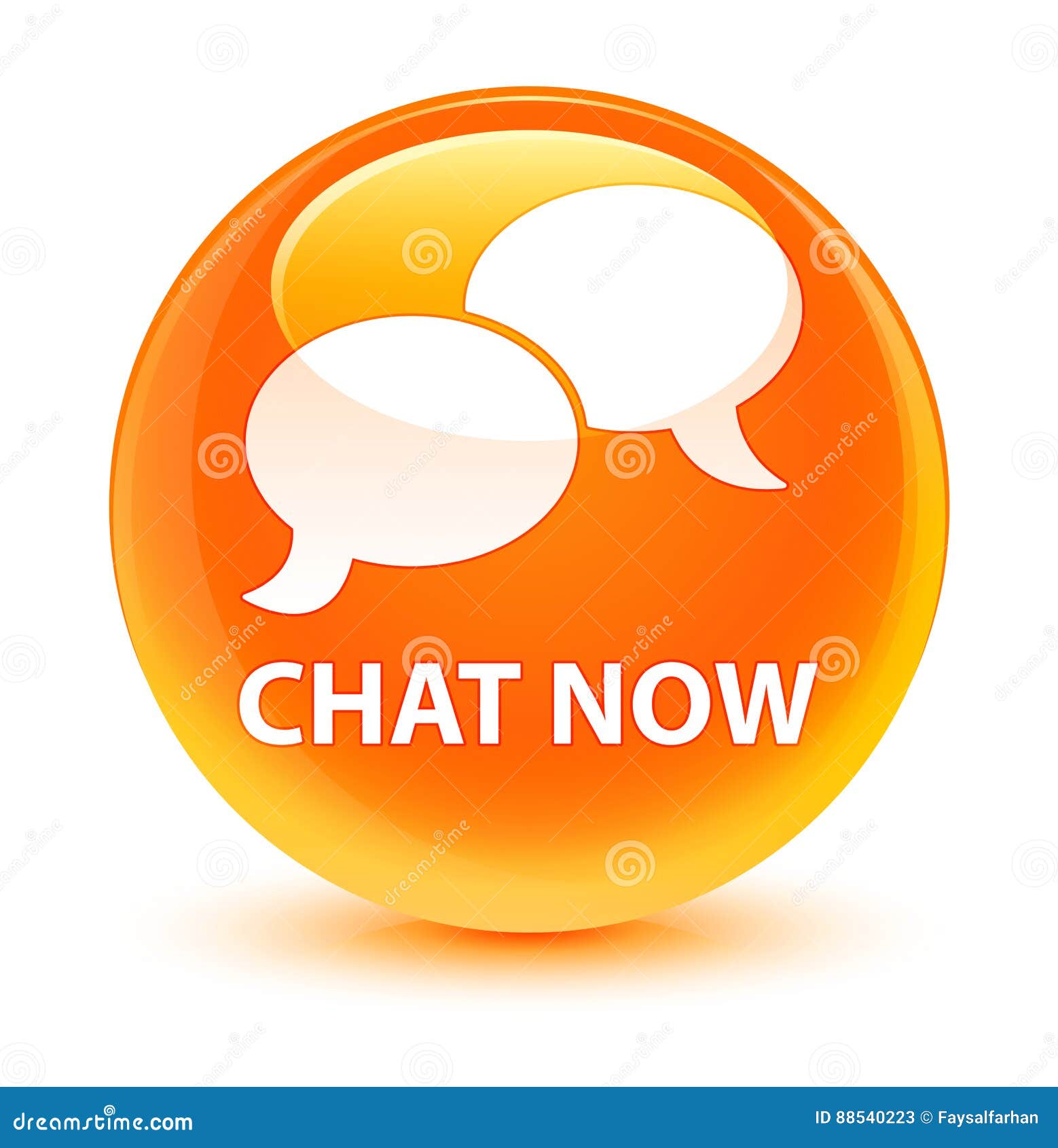 Chat Now Glassy Orange Round Button Stock Illustration - Illustration ...