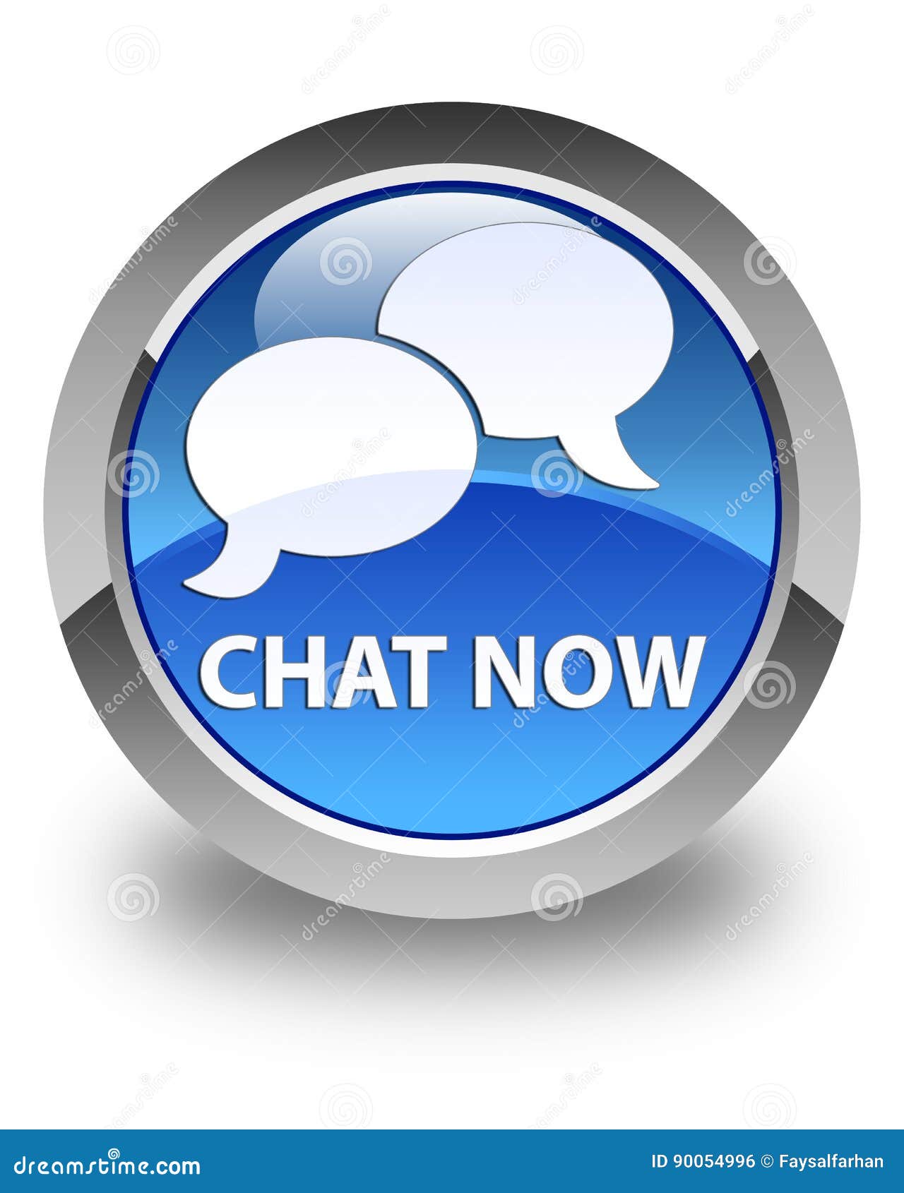 Chat Now Glossy Blue Round Button Stock Illustration - Illustration of ...