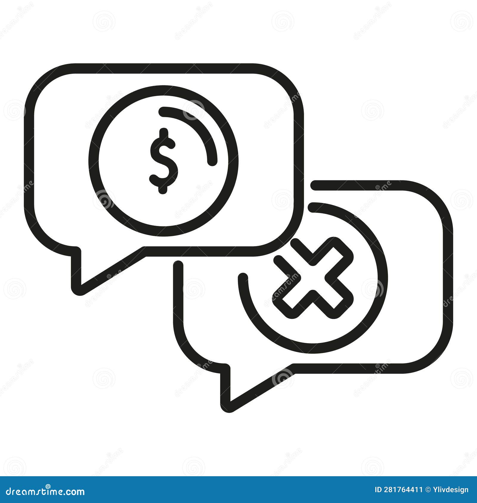 Chat Payment Error Icon Outline Vector. Cancel Card Stock Illustration ...