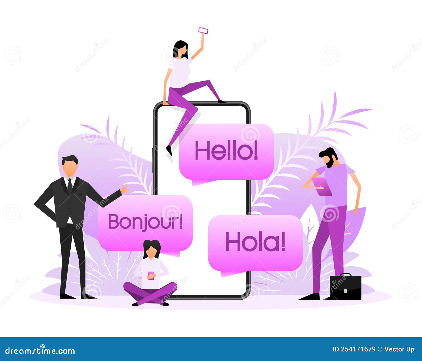 Chat People Hello. Flat Vector Illustration. Online Concept. Stock ...